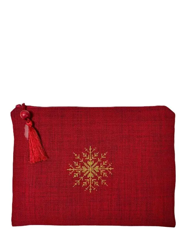 SPRINGMOONATELIER Handmade Cross-stitch Clutch Bag - Red