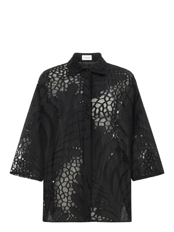 LILAMIE Victoria Oversize Long Resort Shirt - Black