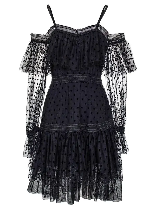 SMART AND JOY Polka Dot Tulle Dress - Black