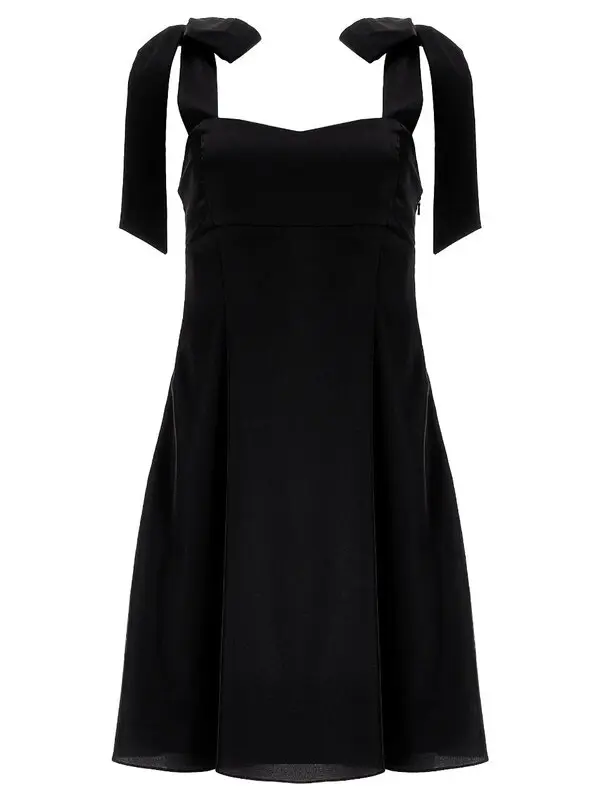 LITA COUTURE Ribbon-strap Flared Mini Dress - Black