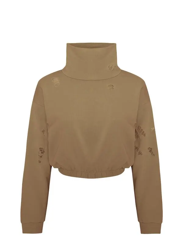 PCFG Destroyed High Neck Sweatshirt - Green