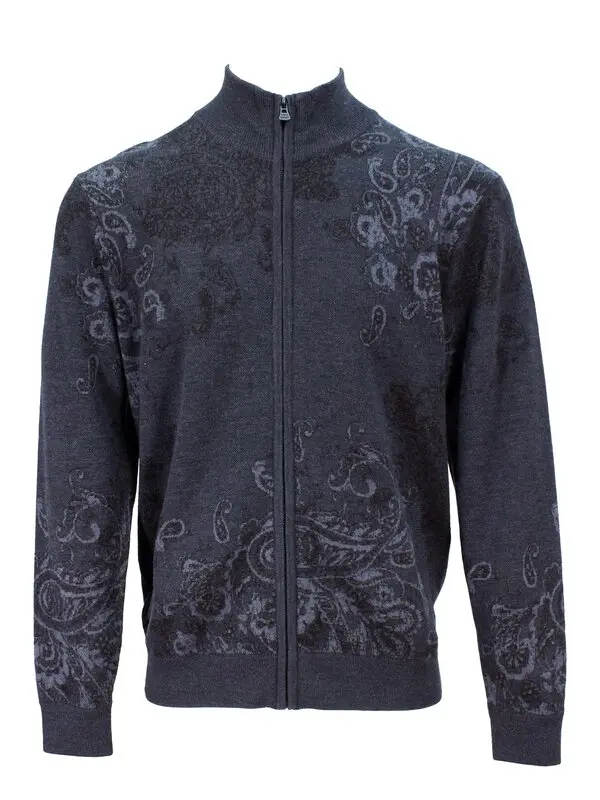 LORDS OF HARLECH Frederick Paisley Cardigan - Grey/black