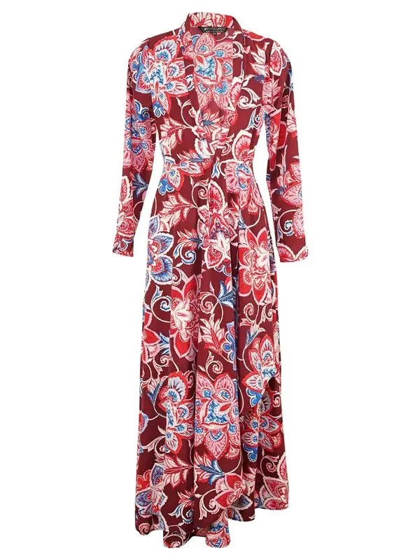 JENNAFER GRACE Printed Minaret Maxi Dress - Blue/red