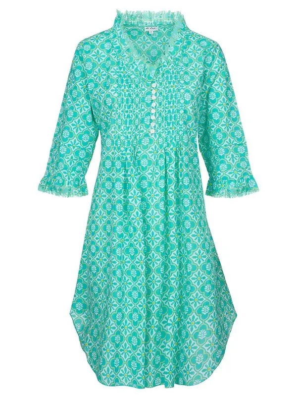 AT LAST... Annabel Floral Cotton Tunic - Blue/white