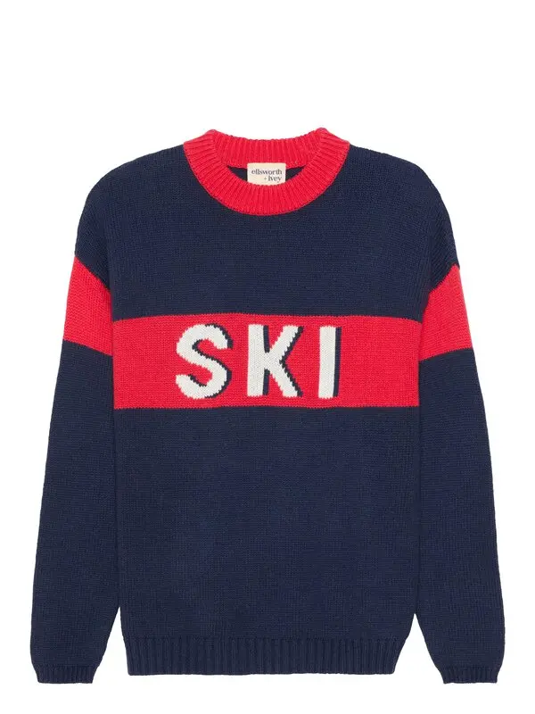 ELLSWORTH + IVEY Sadie Crewneck Sweater - Blue