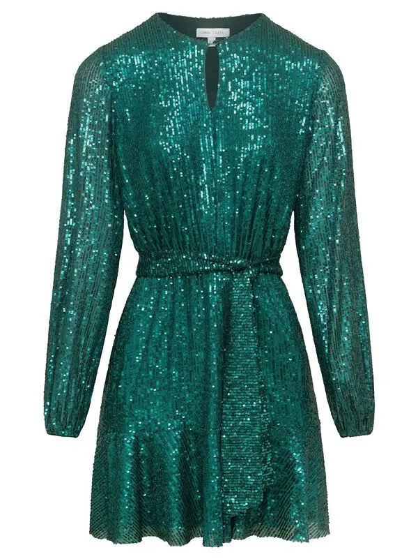 URBAN TOUCH Sequin Skater Mini Dress - Green