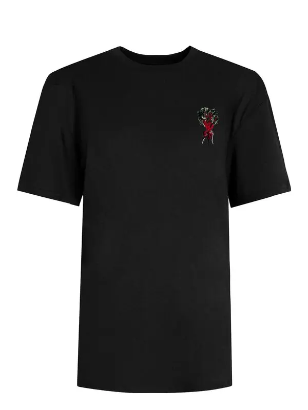 INGMARSON Beetroot Embroidered Organic Cotton T-shirt - Black