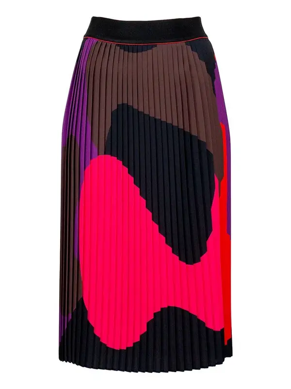 LALIPOP DESIGN Abstract Print Pleated Midi Skirt - Black