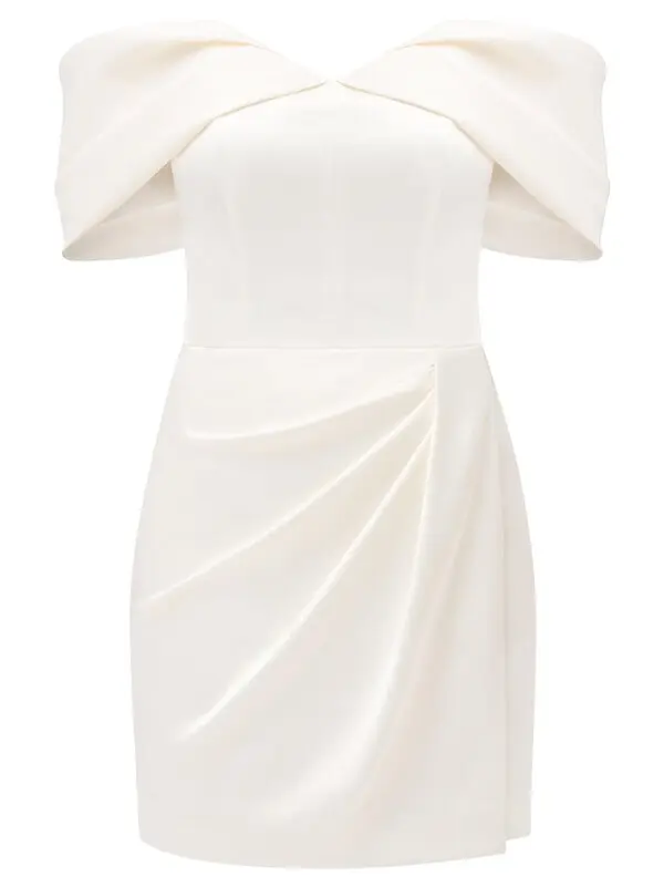 TIA DORRAINE Heavenly Kissed Draped Mini Dress - White