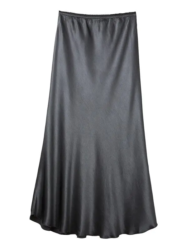 COVE Bias Cut Satin Skirt - Grey