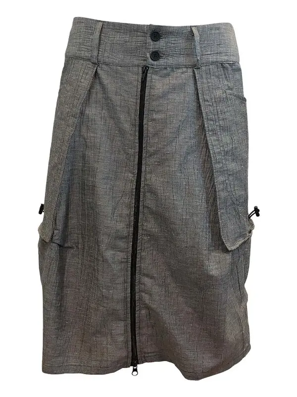 SNIDER Crinkled Linen Skirt - Grey