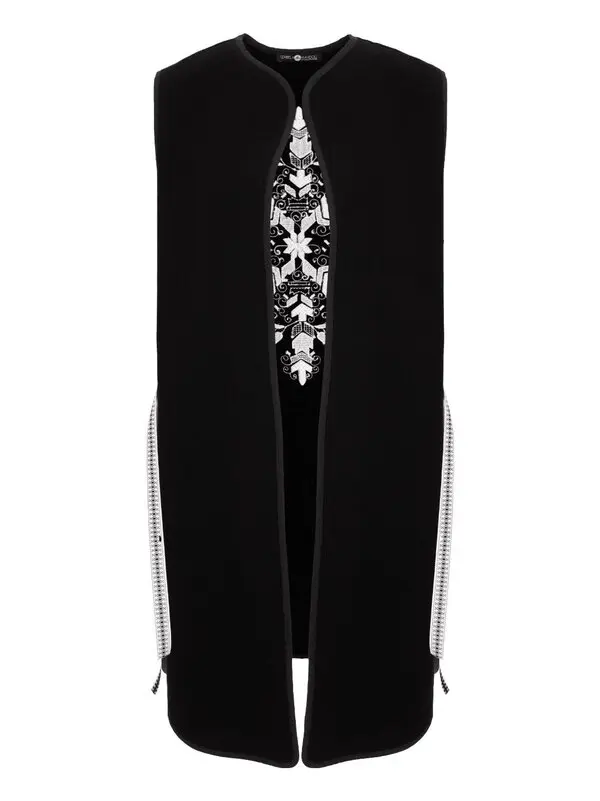 IZABELA MANDOIU Wool Vest With Embroidery - Black