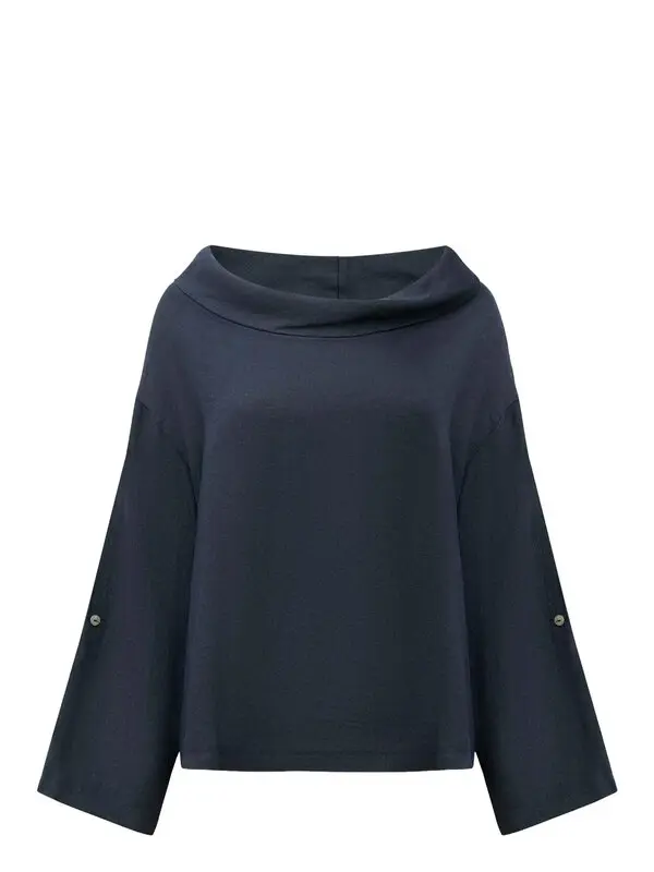 JAMES LAKELAND Cowl Neck Linen Top - Blue
