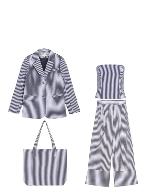 LONDON ATELIER BYPRODUCT Striped Four-piece Set - Blue