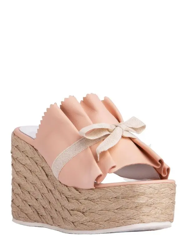 BEAUTIISOLES BY ROBYN SHREIBER Noelle Espadrille Platform Wedge Slides - Pink