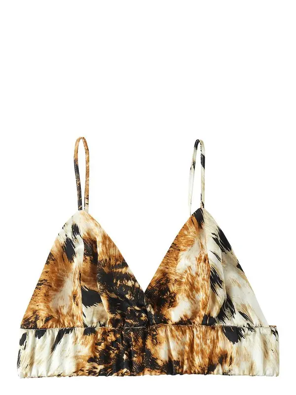 SOFT STROKES SILK Mulberry Silk Leopard Print Cropped Camisole - Brown