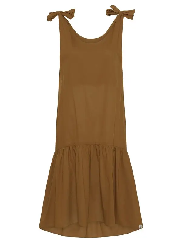 GROBUND Sleeveless Dress With Bow Detail - Brown