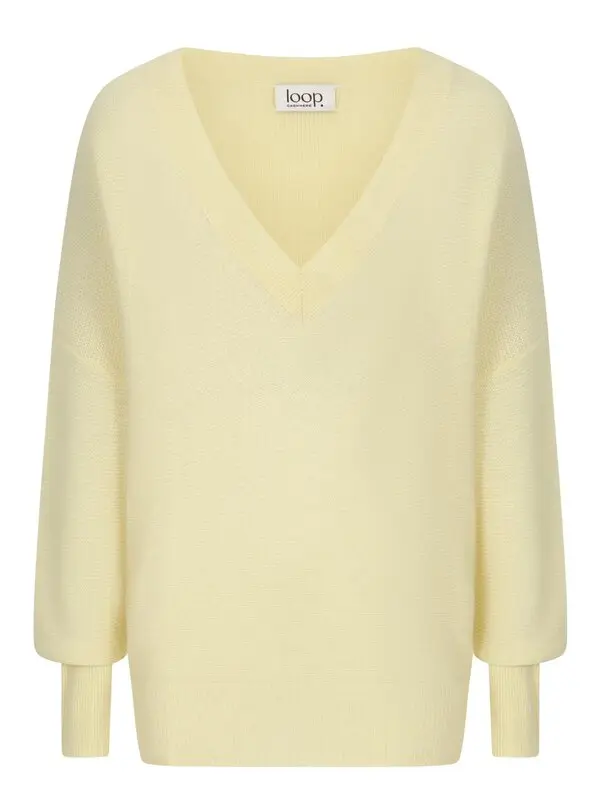LOOP CASHMERE Relaxed V-neck Cashmere Sweater - Yellow