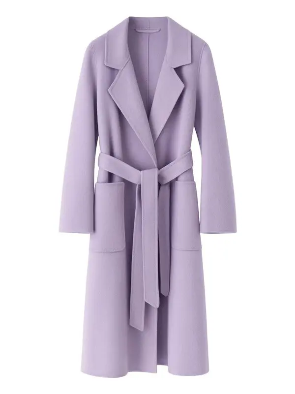 WJY STUDIO LONDON Long Wool Coat With Tie Detailing - Purple