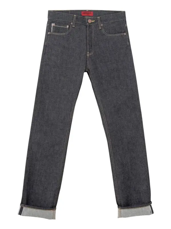 DIN & DEEN Regular Fit Raw Selvedge Denim Jeans - Grey