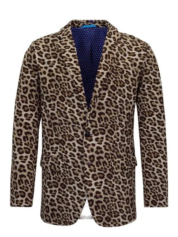 LORDS OF HARLECH Julius Leopard Tailored Blazer - Brown