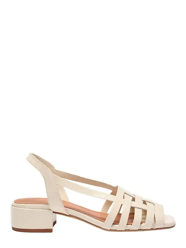 NAGUISA Ima Slingback Leather Sandals - Beige
