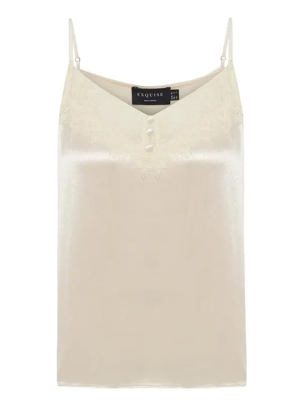 EXQUISE Adjustable Thin Strap Blouse - Beige