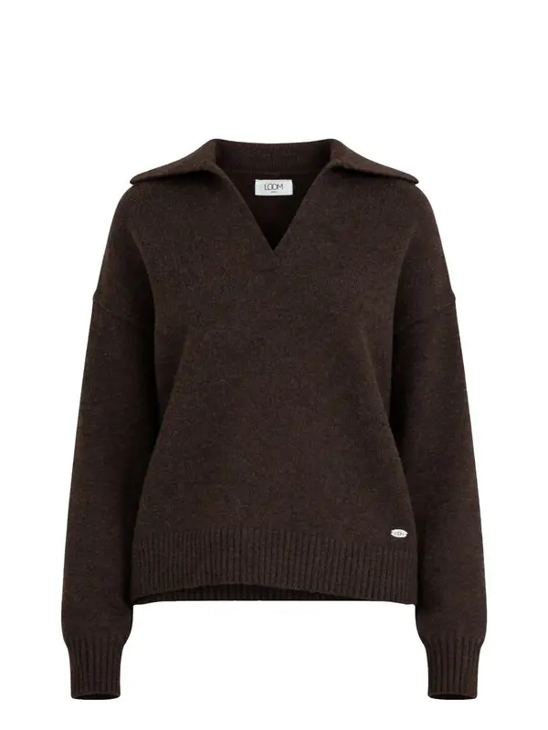 LOOM ARCHIVES Loom Knit Collared Sweatshirt - Brown