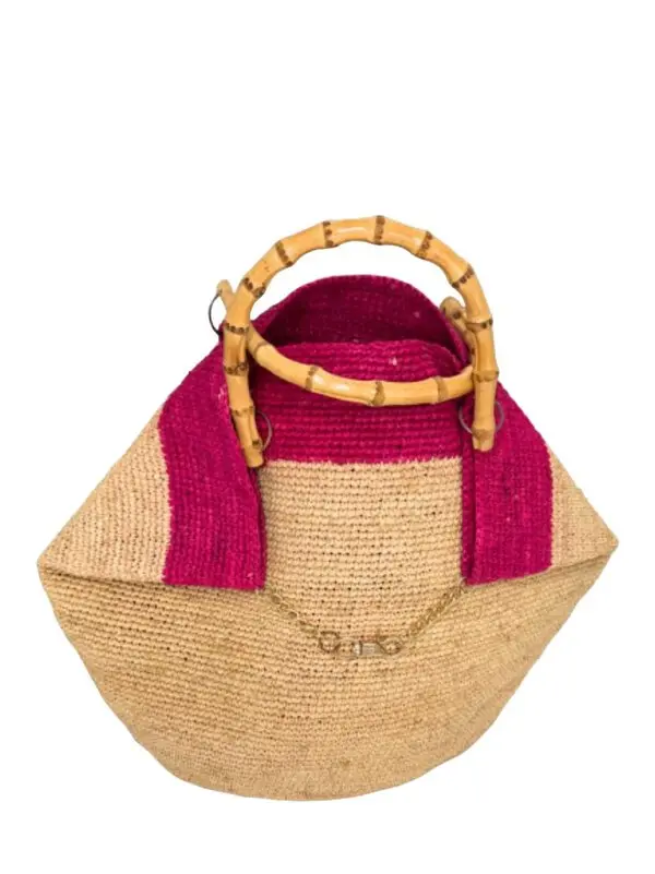 ZANATANY CONCEPTS Handwoven Chainette Raffia Bag - Pink