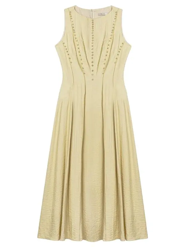 NOCTURNE Sleeveless Textured Midi Dress - Yellow