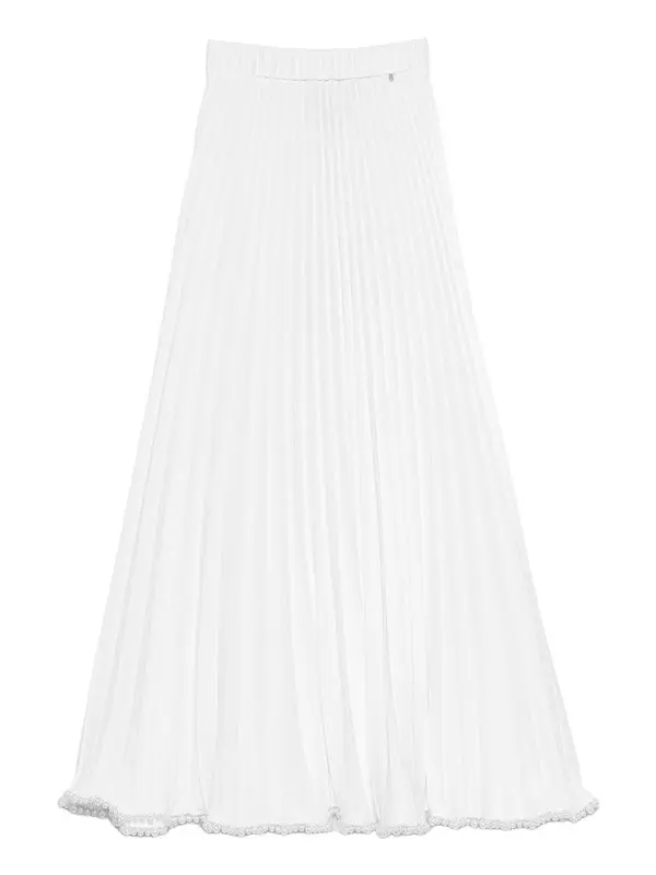 NISSA Pearl-trim Pleated Midi Skirt - White