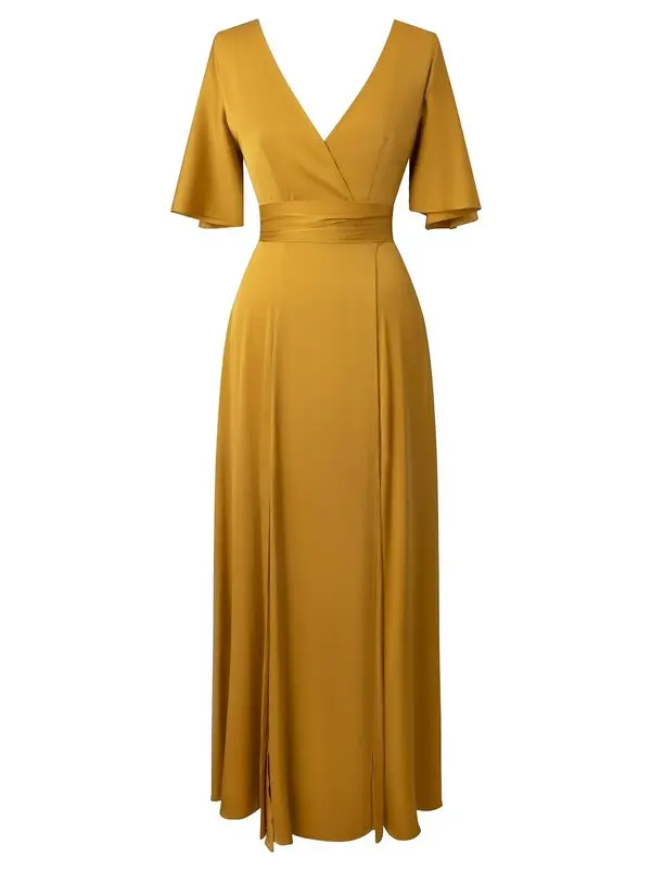 SANCTUMUM Oleon Kimono Style Silk Dress - Green