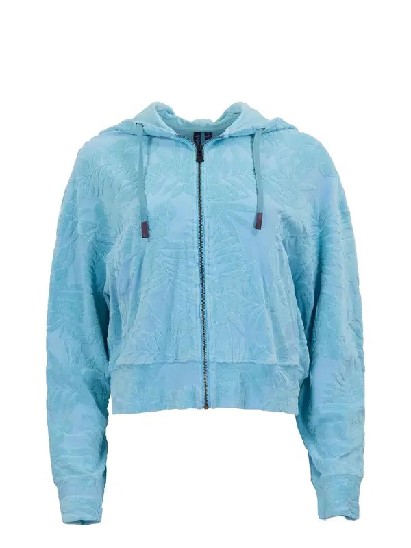 LORDS OF HARLECH Fiona Cropped Terry Toweling Zip Hoodie - Blue