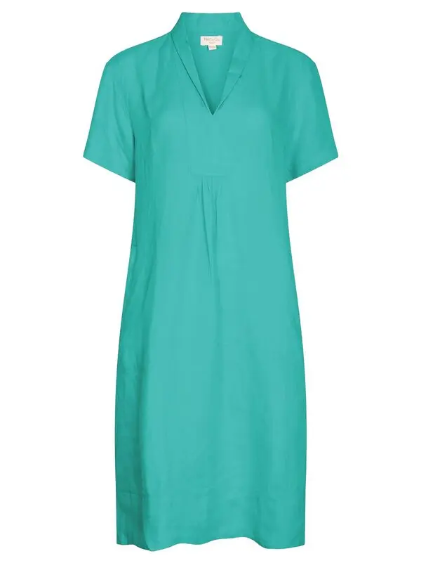 NOLOGO-CHIC Elodie Short Sleeve Midi Linen Dress - Blue