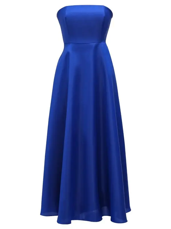 SMART AND JOY Long Flared Taffeta Dress - Blue