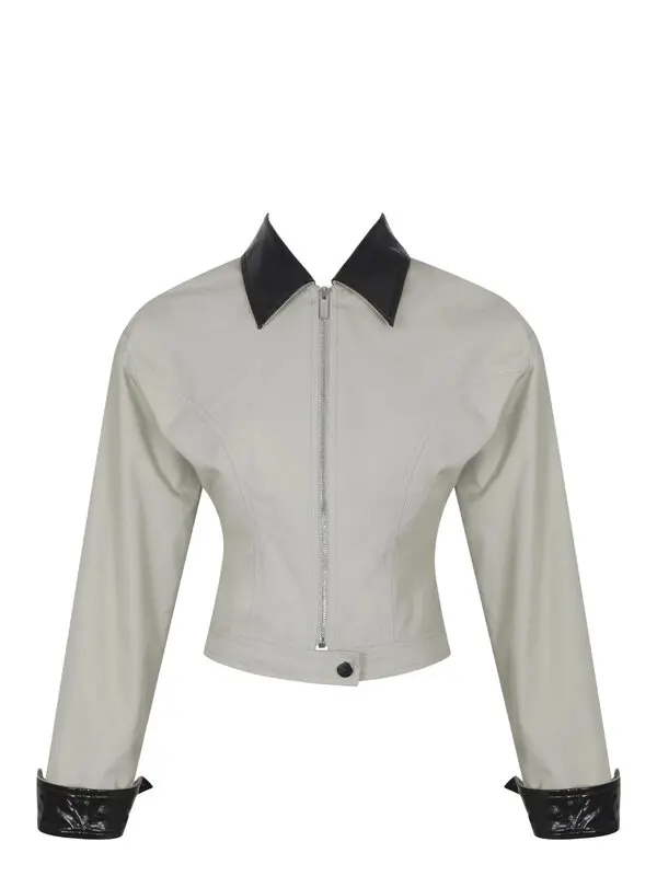 MISS CIRCLE NEW YORK Cotton Gabardine Cropped Zip-up Jacket - Green
