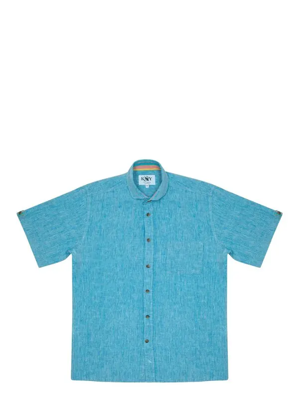 KOY CLOTHING Nyota Short-sleeved Linen Shirt - Blue