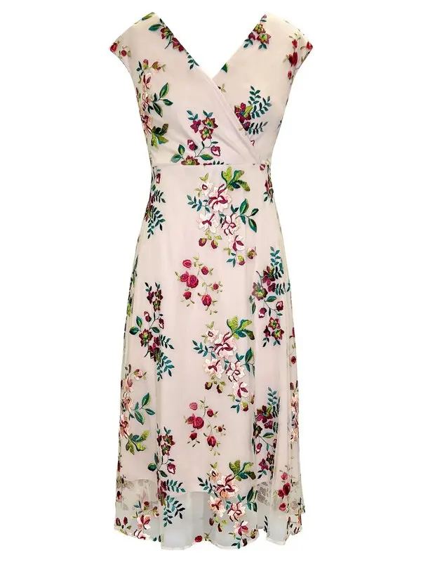 ALIE STREET LONDON Grace Midi Dress In Blushing Blooms - Pink/red