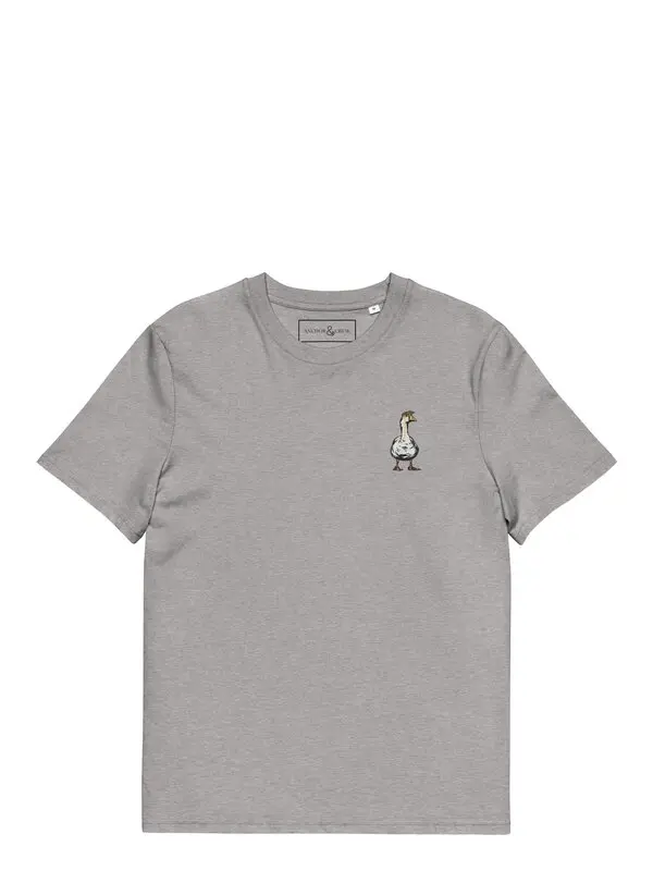 ANCHOR & CREW Heather Dapper Duck Actual Life Organic Cotton Embroidered T-shirt - Grey