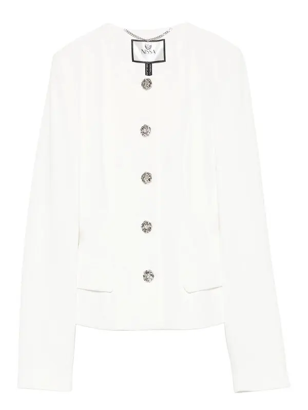 NISSA Fitted Peplum Jacket - White