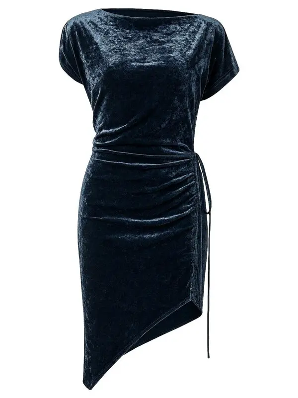LAHIVE Eclipse Bias Velvet Dress - Blue/grey