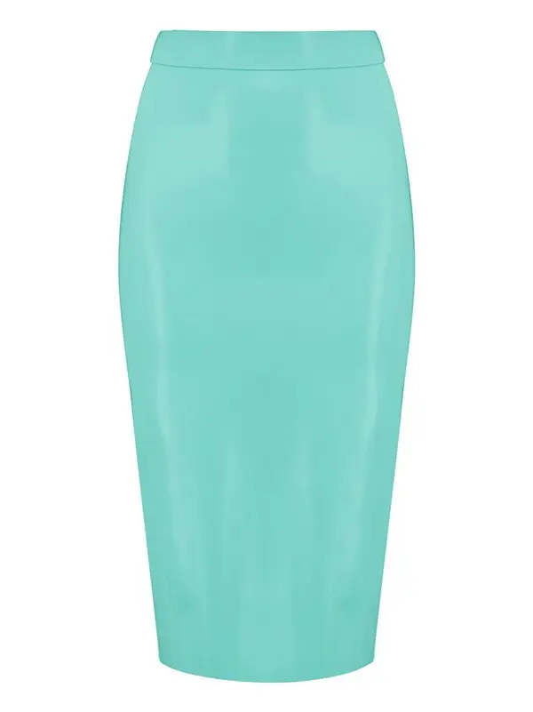 ELISSA POPPY Latex Midi Skirt - Green