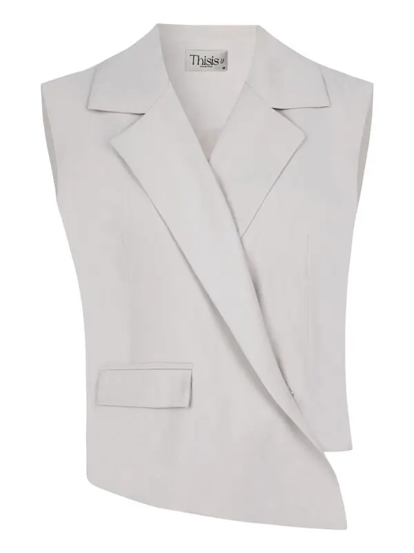 THISISU COLLECTION Oversize Asymmetric Double-breasted Vest - White