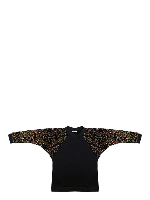 BY NOA RAWITZ Oversized Sequin Raglan Sleeve Sweatshirt - Black