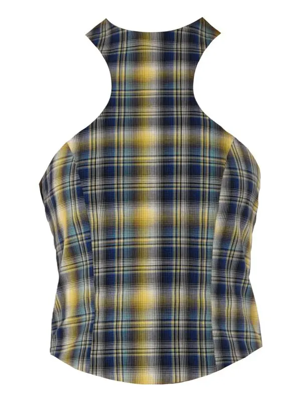 28NATELIER Plaid Halter Top - Blue