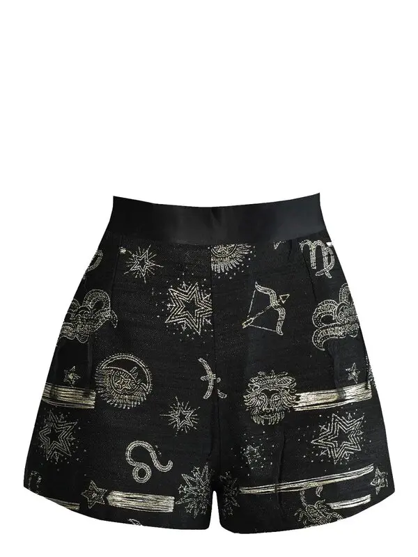 GEEGEE COLLECTION Zodiac Metallic Embroidered Short - Black