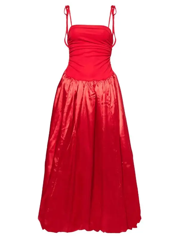 AMY LYNN Alexa Satin Puffball Dress - Red