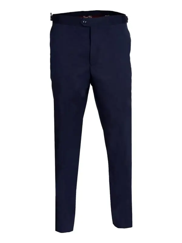 DAVID WEJ Plain Dress Trousers With Side Adjusters - Blue