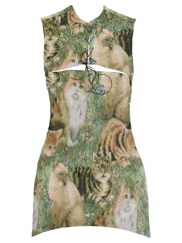 28NATELIER Mini Dress With Cut-out And Lace-up Detail - Grey
