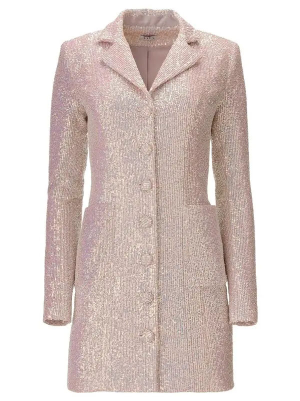 LITA COUTURE Sequin Mini Dress With Lapels - Pink